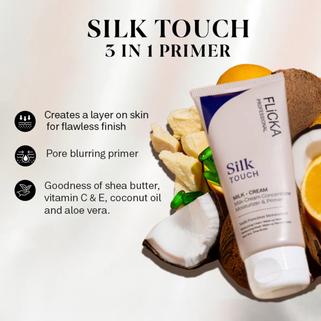 Flicka 3-in-1 Silk Touch Primer For Flawless makeup base – Hydrate, Bl